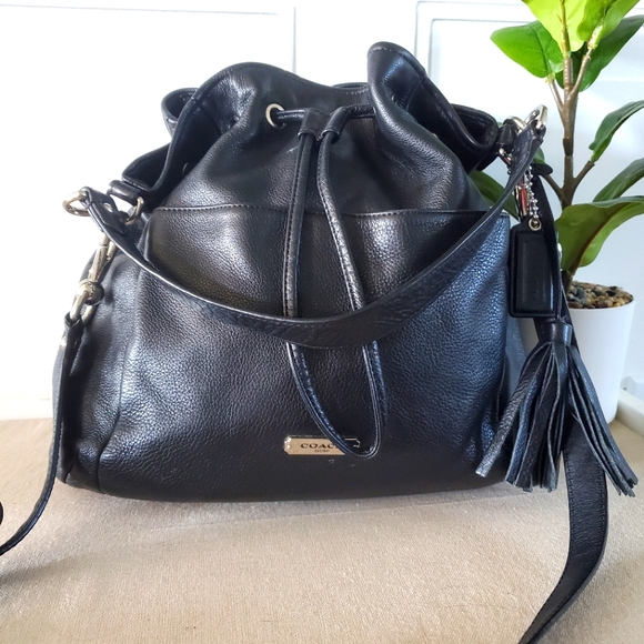Coach | Bags | Coach Black Leather Drawstring Bag | Poshmark